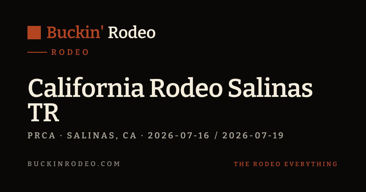 California Rodeo Salinas TR 2026 — Schedule & Tickets · Buckin' Rodeo