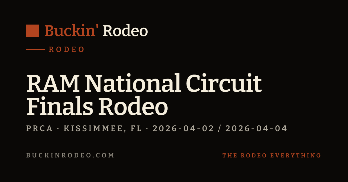 RAM National Circuit Finals Rodeo 2026 Results · Buckin' Rodeo